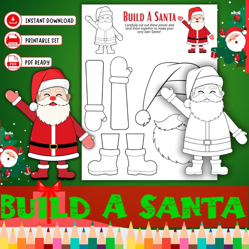 Build Your Own Santa Printable Craft, Holiday Activity for Kids ...