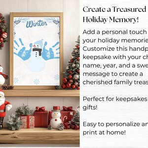 Winter Handprint Art Craft, Memory Baby Art Snowman Keepsake, Preschool ...