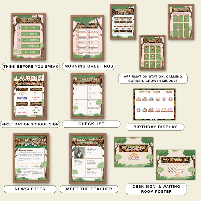 Boho Safari Classroom Decor Bundle, Editable Jungle Theme (digital ...