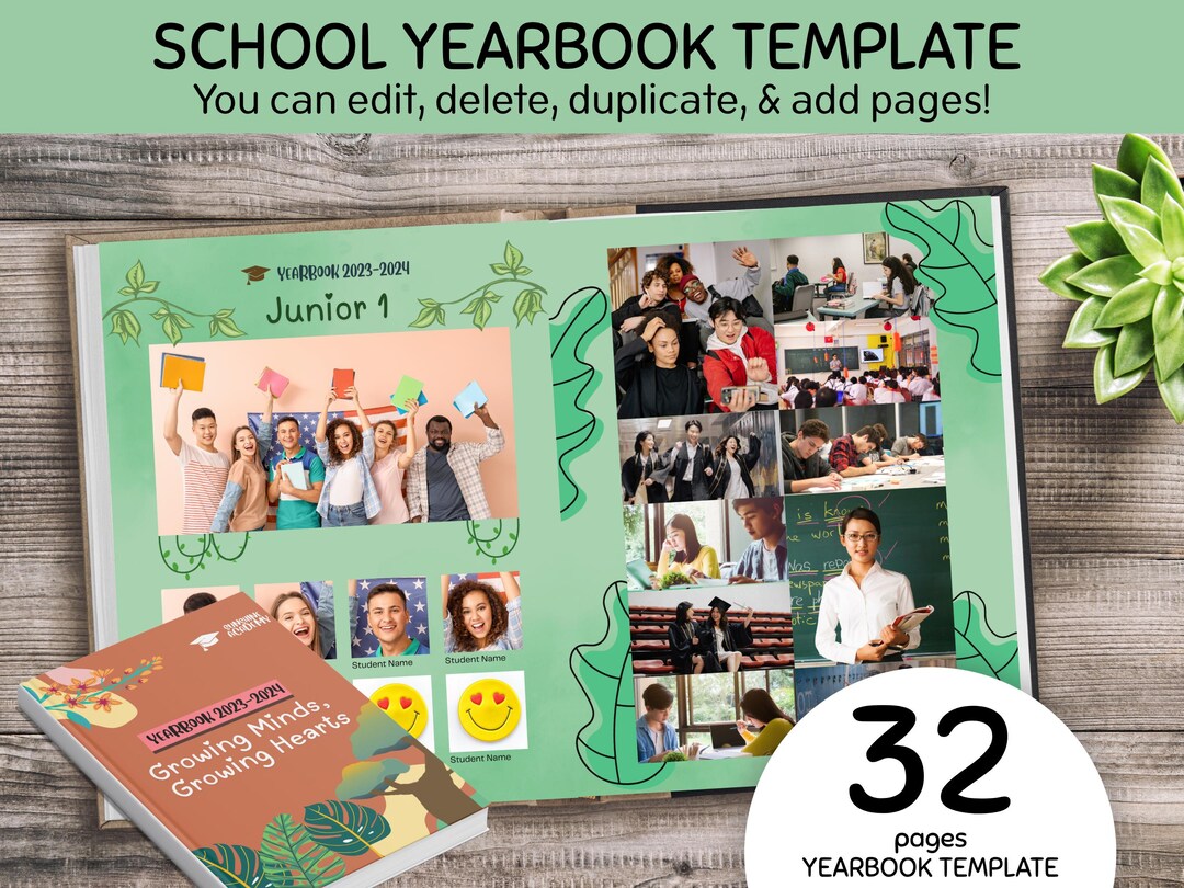 Editable Canva Yearbook Template, School Yearbook, Class Photo Gift ...