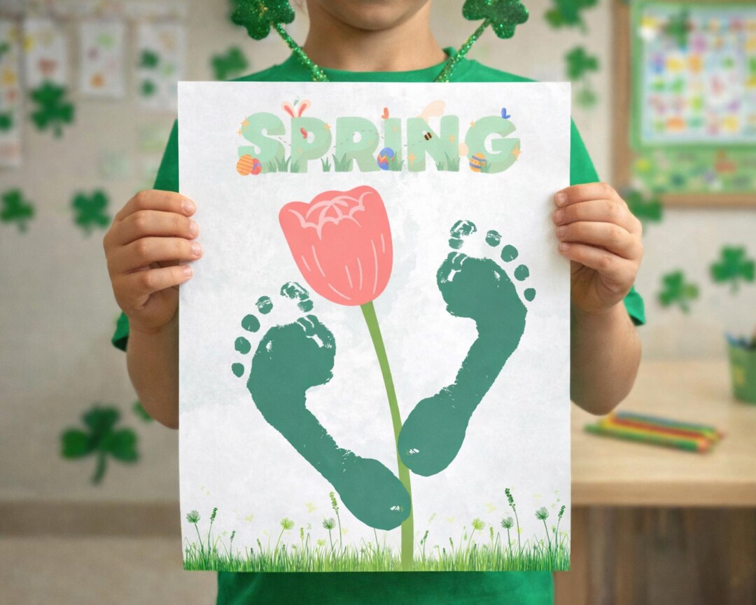 Spring Footprint Art Craft, Memory Baby Art Keepsakes, Preschool ...