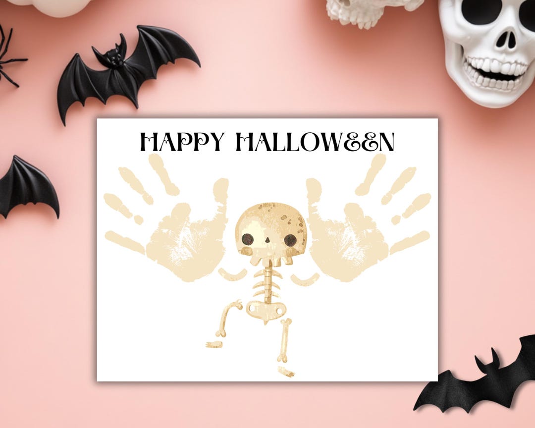 Halloween Skeleton Handprint Art, Printable Halloween Handprint Craft ...