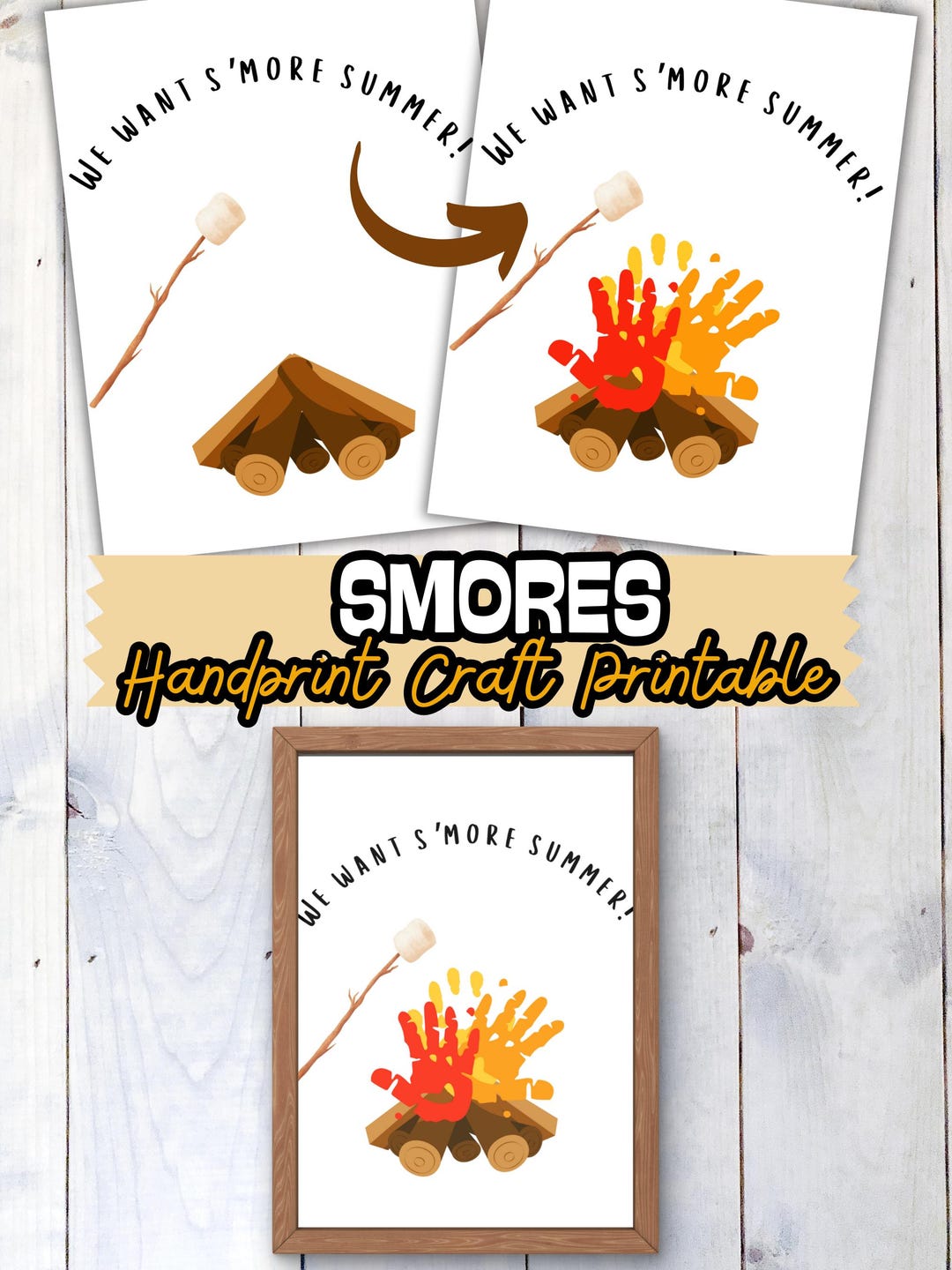 Smore Handprint Craft, Campfire DIY Handprint Art, Memory Baby Keepsake ...
