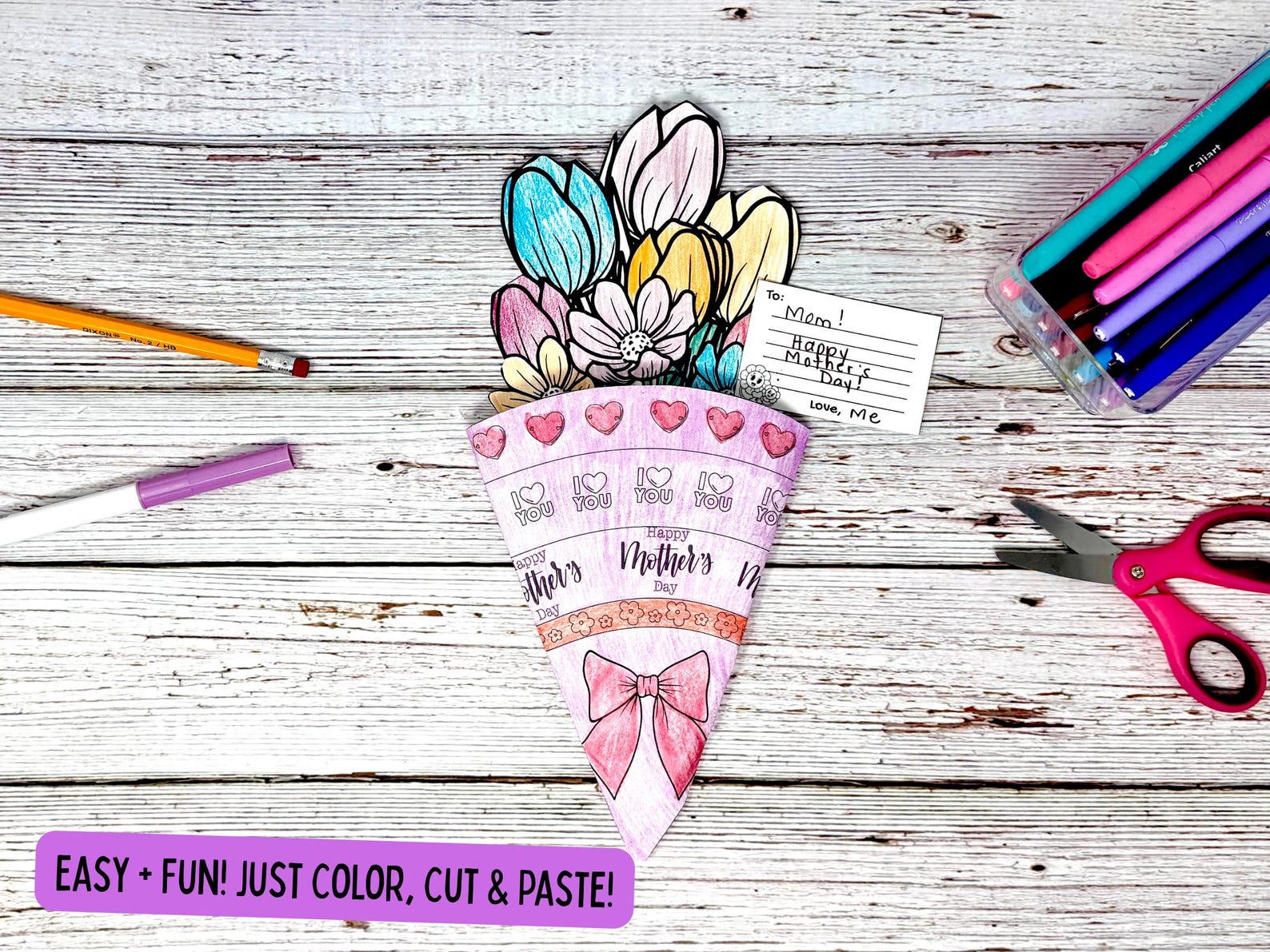 Mother's Day Build a Bouquet Craft, Mother's Day Printable Craft ...