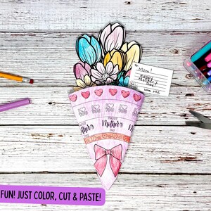 Mother's Day Build a Bouquet Kid Craft, Mother's Day Printable Craft ...