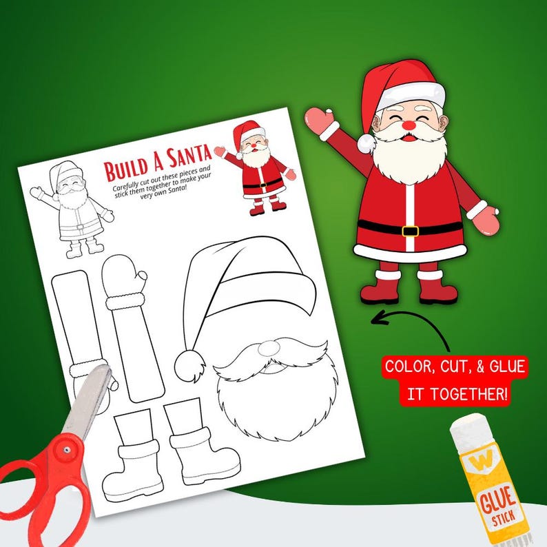 Build Your Own Santa Printable Craft, Holiday Activity for Kids ...