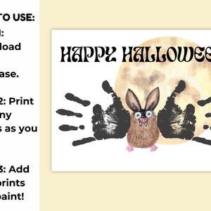 Halloween Bat Handprint Art, Printable Halloween Craft, Baby First ...