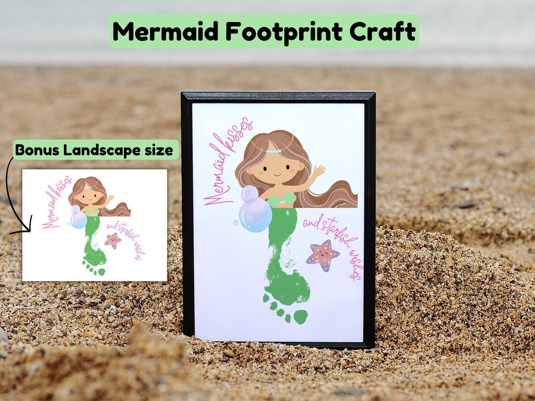 Mermaid Footprint Art, Mermaid Tail Handprint Craft, Under the Sea ...