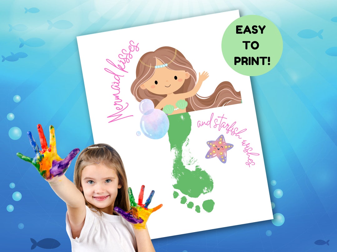 Mermaid Handprint Craft for Kids Under the Sea Footprint Craft Baby ...