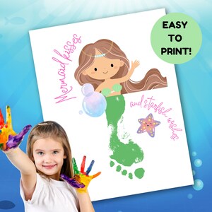 Mermaid Footprint Art, Mermaid Tail Handprint Craft, Under the Sea ...