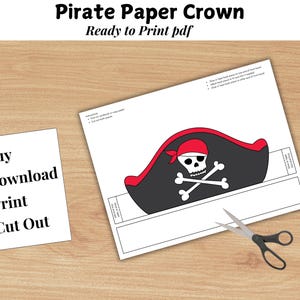 Pirate Hat Paper Crown Template, Printable Paper Crown, Pirate Party ...