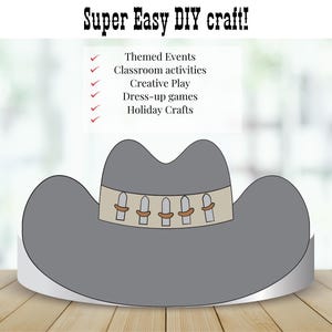 Cowboy Hat Paper Crown, Cowboy Coloring Craft for Kids, Cowgirl ...