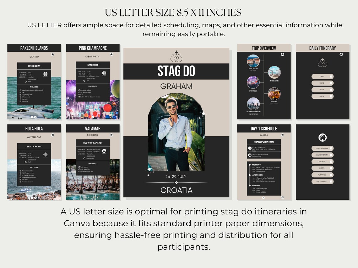 Stag Do Itinerary Template, Bachelor Party Planner Custom Editable ...