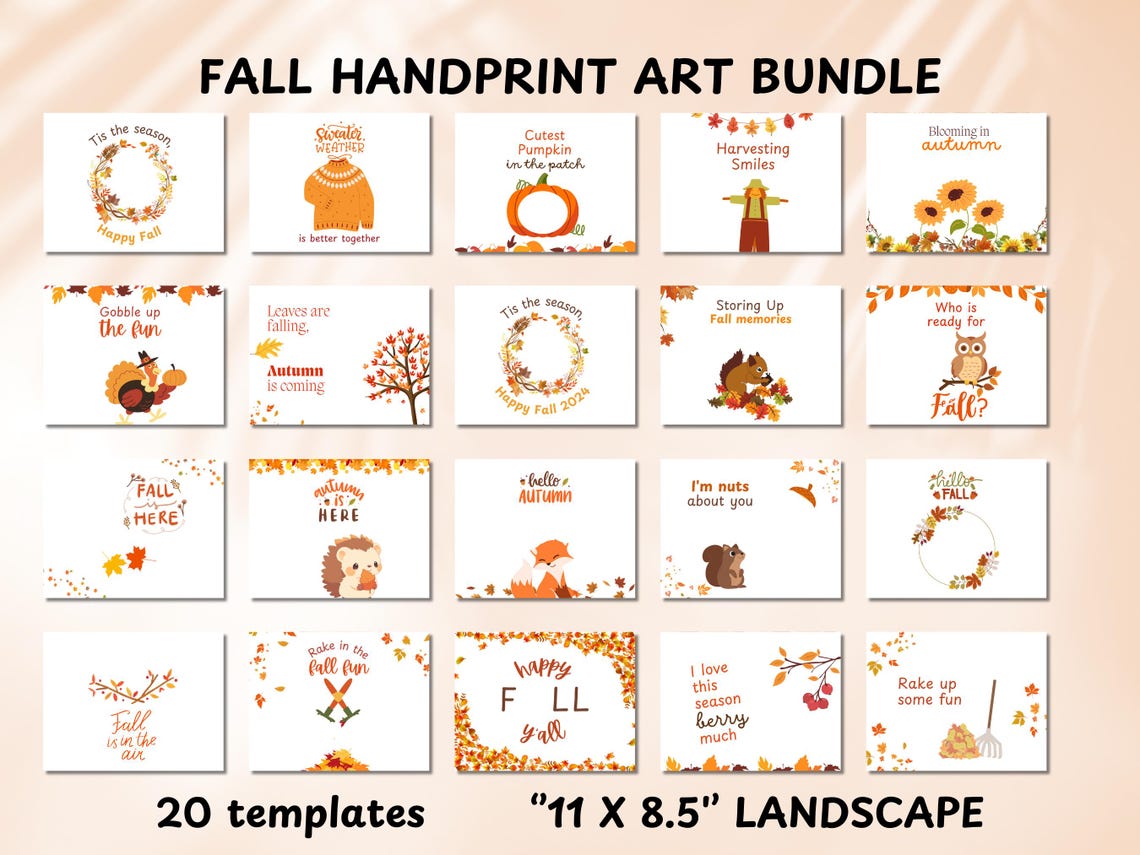 Fall Handprint Art Bundle for Kids, Autumn Handprint Toddler Craft ...