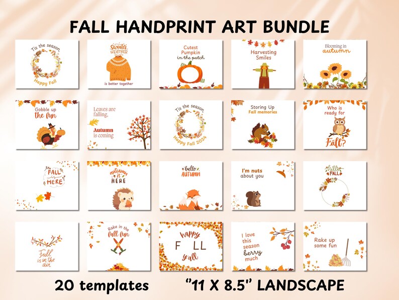 Fall Handprint Art Bundle for Kids, Autumn Handprint Toddler Craft ...