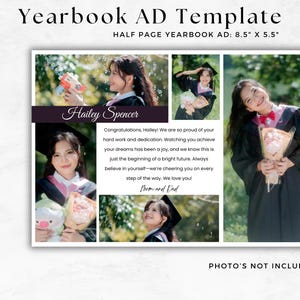Editable Half Page Yearbook Ad Layout, High School Senior Half Page AD ...