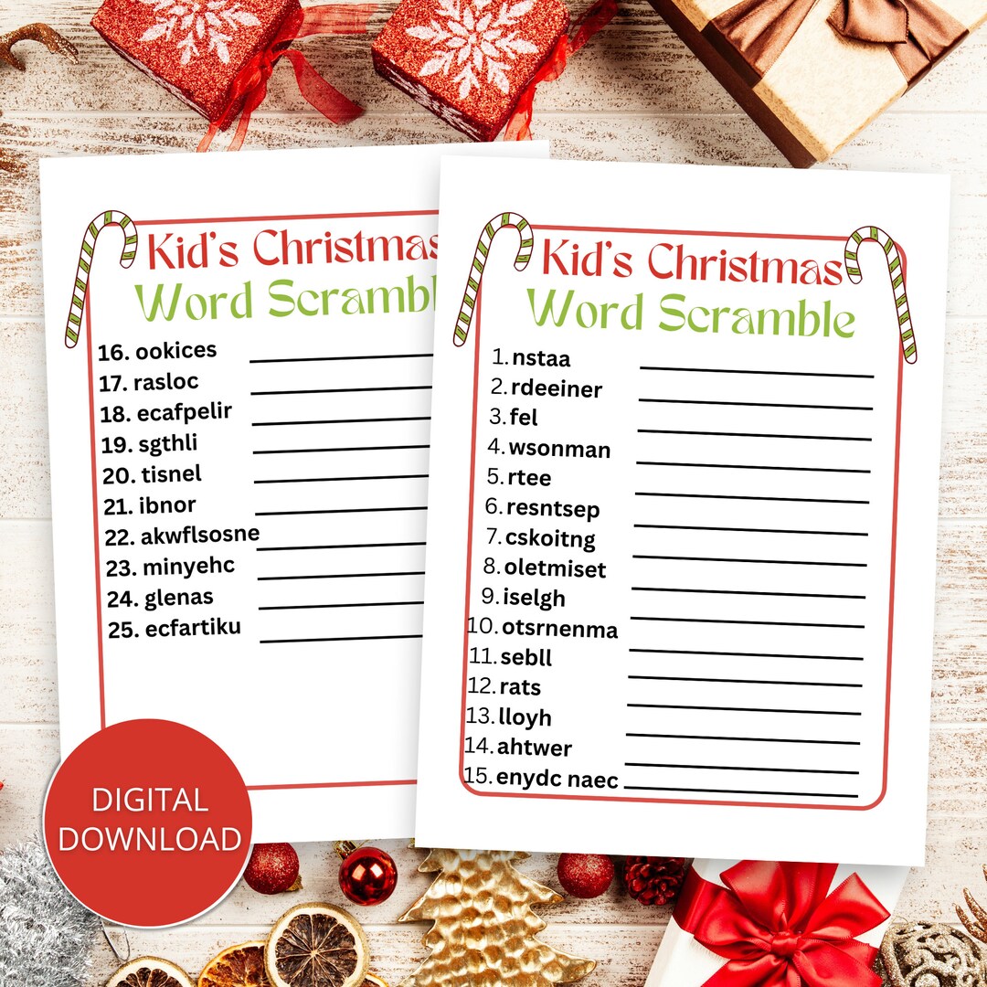Kids Christmas Word Scramble, Printable Christmas Games, Classroom ...