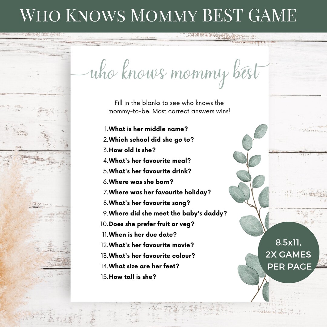 Who Knows Mommy Best Baby Shower Game, How Well Do You Know Mommy ...