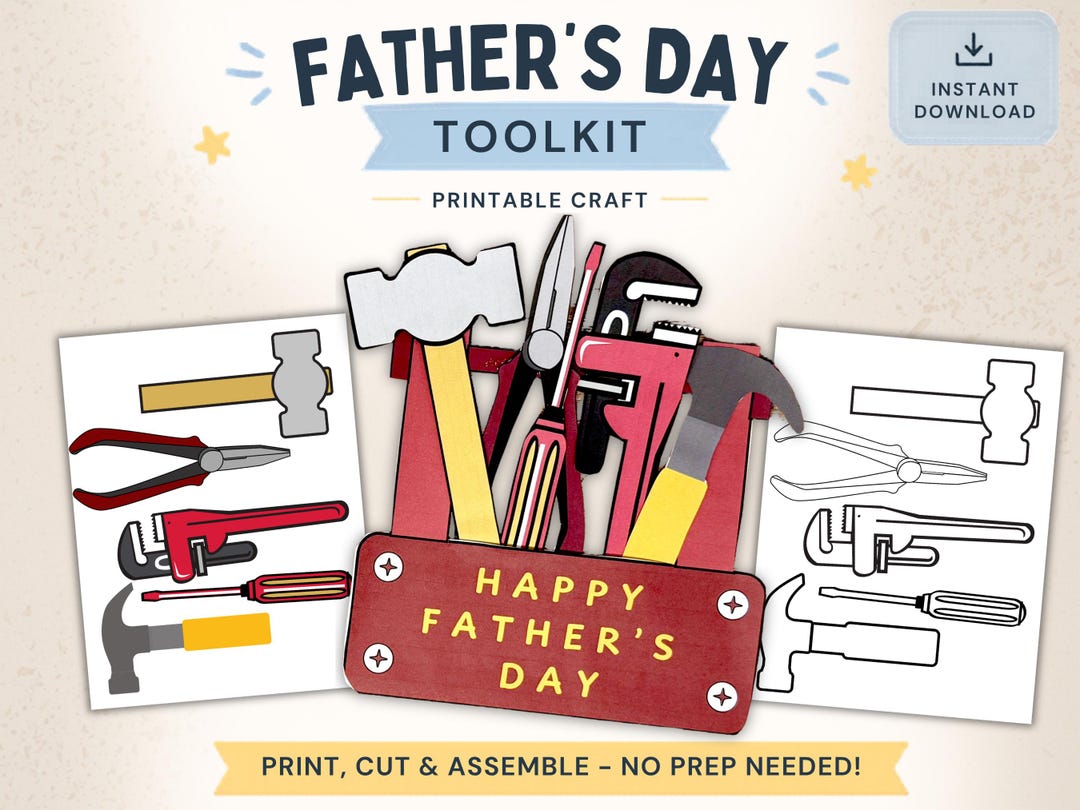 Fathers Day Toolbox Card Template, Mechanic Dad Gift, Personalized DIY ...