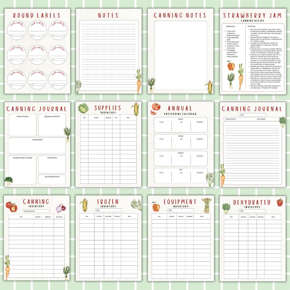 Printable Canning Planner, Homestead Planner, Canning Frozen Inventory ...