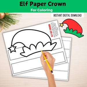 Christmas Elf Paper Crown Template – Winter Holiday Party Coloring ...