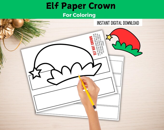 Christmas Elf Paper Crown Template – Winter Holiday Party Coloring ...