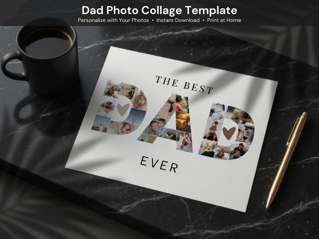 Printable Father’s Day Photo Collage Gift, Custom Dad Picture Frame ...