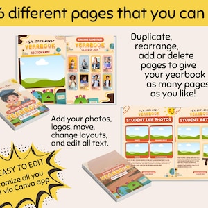 Elementary Yearbook Template, Editable Canva Yearbook, School Memory ...