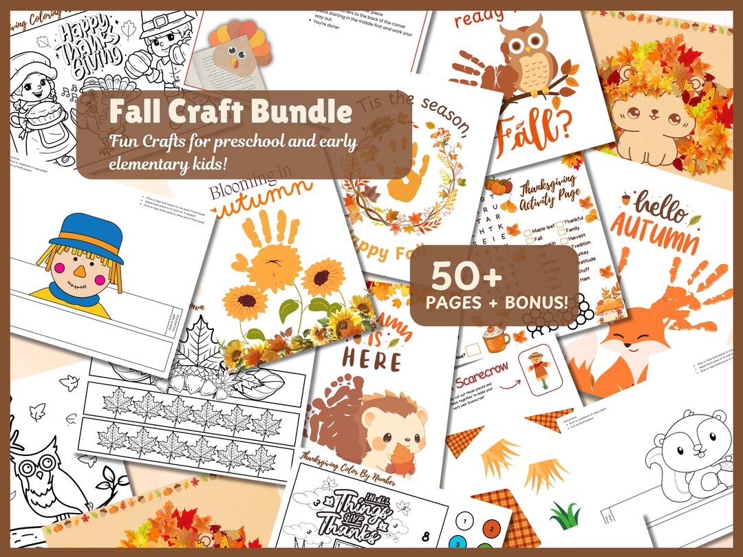 Fall Craft Bundle, Preschool Thanksgiving Crafts, Kids Paper Crafts ...