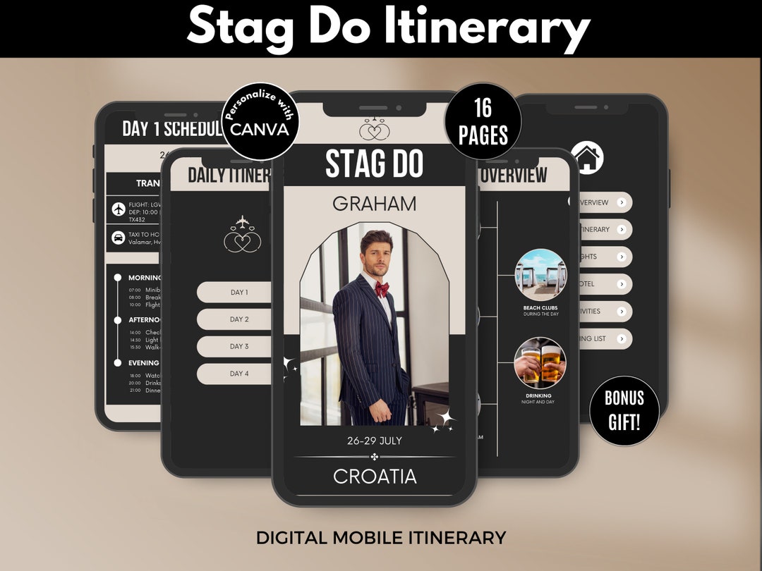 Stag Do Itinerary Template, Bachelor Party Planner Custom Editable ...