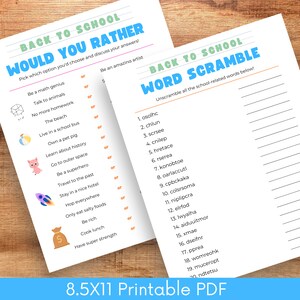 Back to School Printable Games Bundle, First Day of School Classroom ...