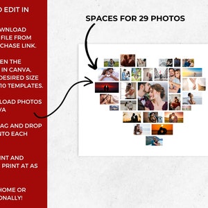 Heart Photo Collage Template, Customizable Heart Collage Gift, DIY ...