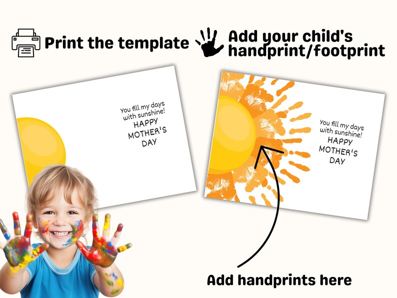 Mother’s Day Sun Handprint Art – Printable Toddler, Preschool & Daycare ...