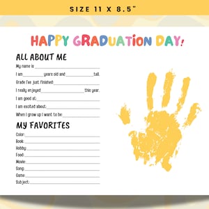 Preschool Graduation Handprint Art, All About Me Worksheet ...