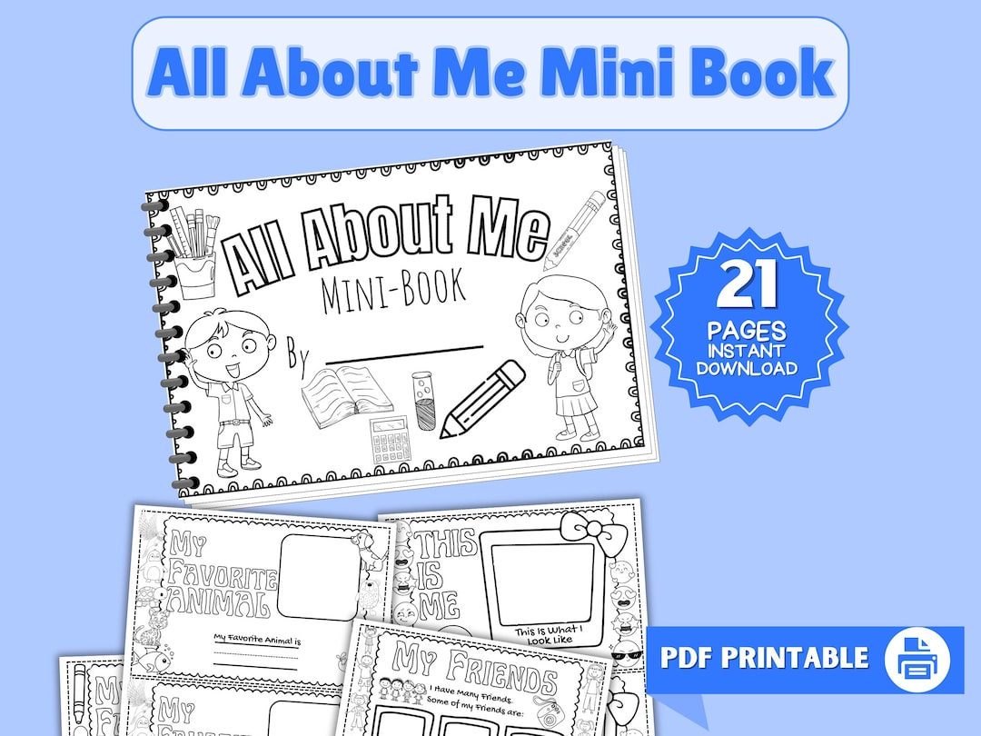 All About Me Mini Booklet, Printable Back to School Mini Book, Back to ...