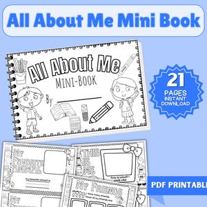 All About Me Mini Booklet, Printable Back to School Mini Book, Back to ...