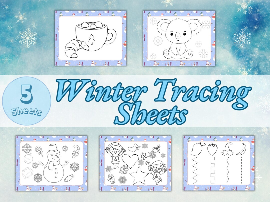 Winter Tracing Worksheets, Tracing Practice, Fine Motor Skills, Winter ...