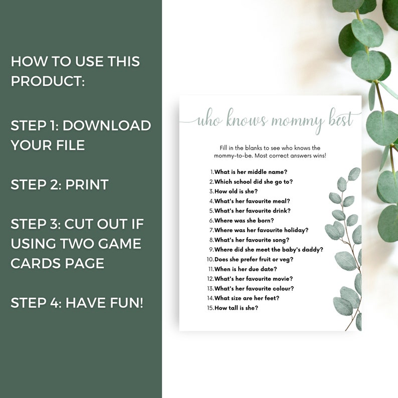 Who Knows Mommy Best Baby Shower Game How Well Do You Know - Etsy