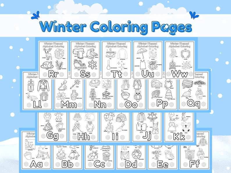 Printable Winter Coloring Pages – A-Z Alphabet Winter Coloring Sheets ...