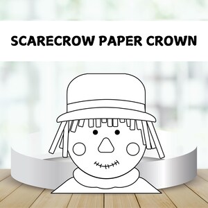 Scarecrow Paper Crown Template, Fall Paper Craft, Thanksgiving Autumn ...