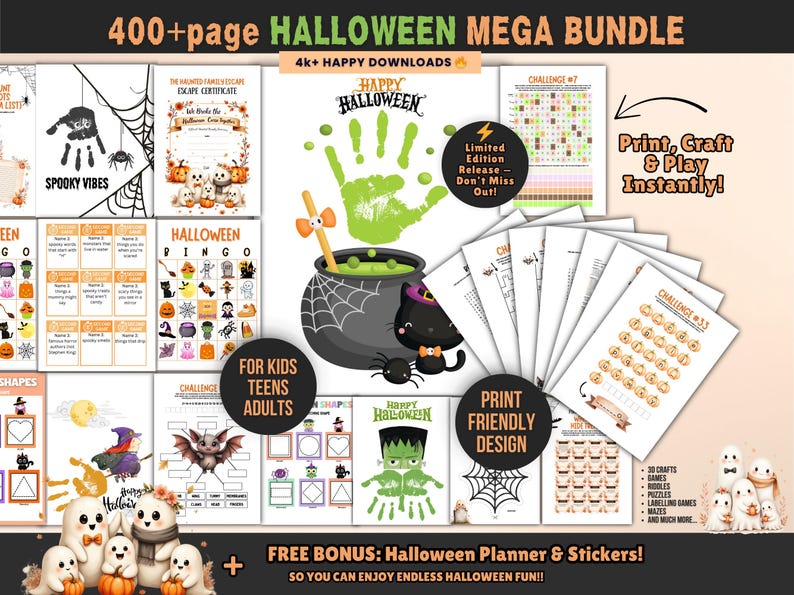 Ultimate Halloween Printable Bundle, Crafts and Activities, Scavenger ...