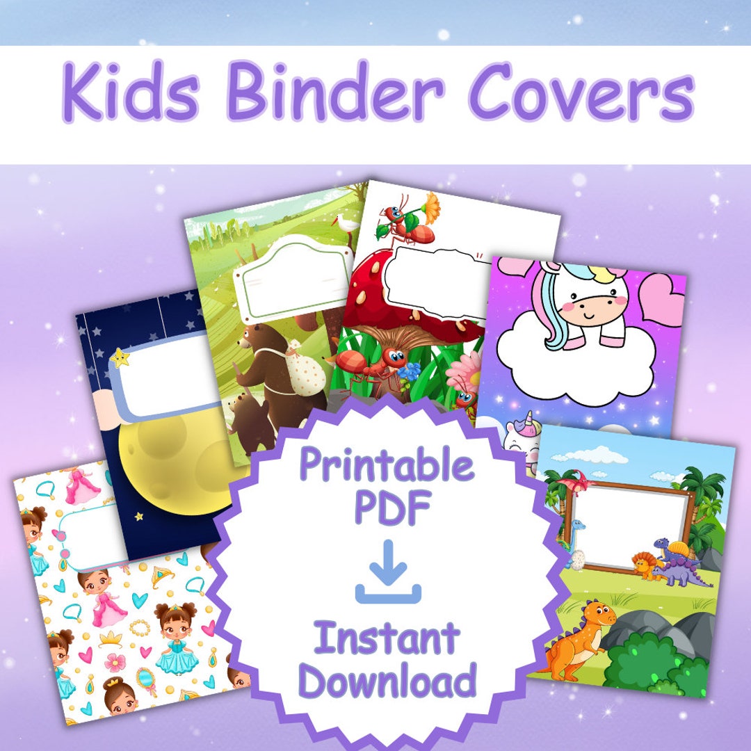 Kids Binder Covers, Binder Cover for Girls, Binder Cover for Boys, Back ...