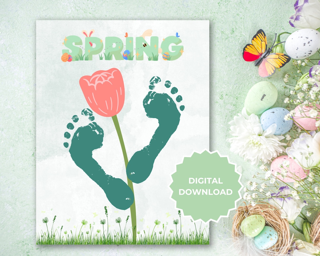Spring Footprint Art Craft, Memory Baby Art Keepsakes, Preschool ...