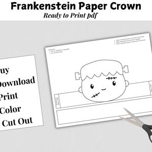 Frankenstein Paper Crown Template, Printable Halloween Party Hat ...