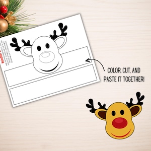 Christmas Paper Crowns, Winter Holiday Party Coloring, Reindeer ...