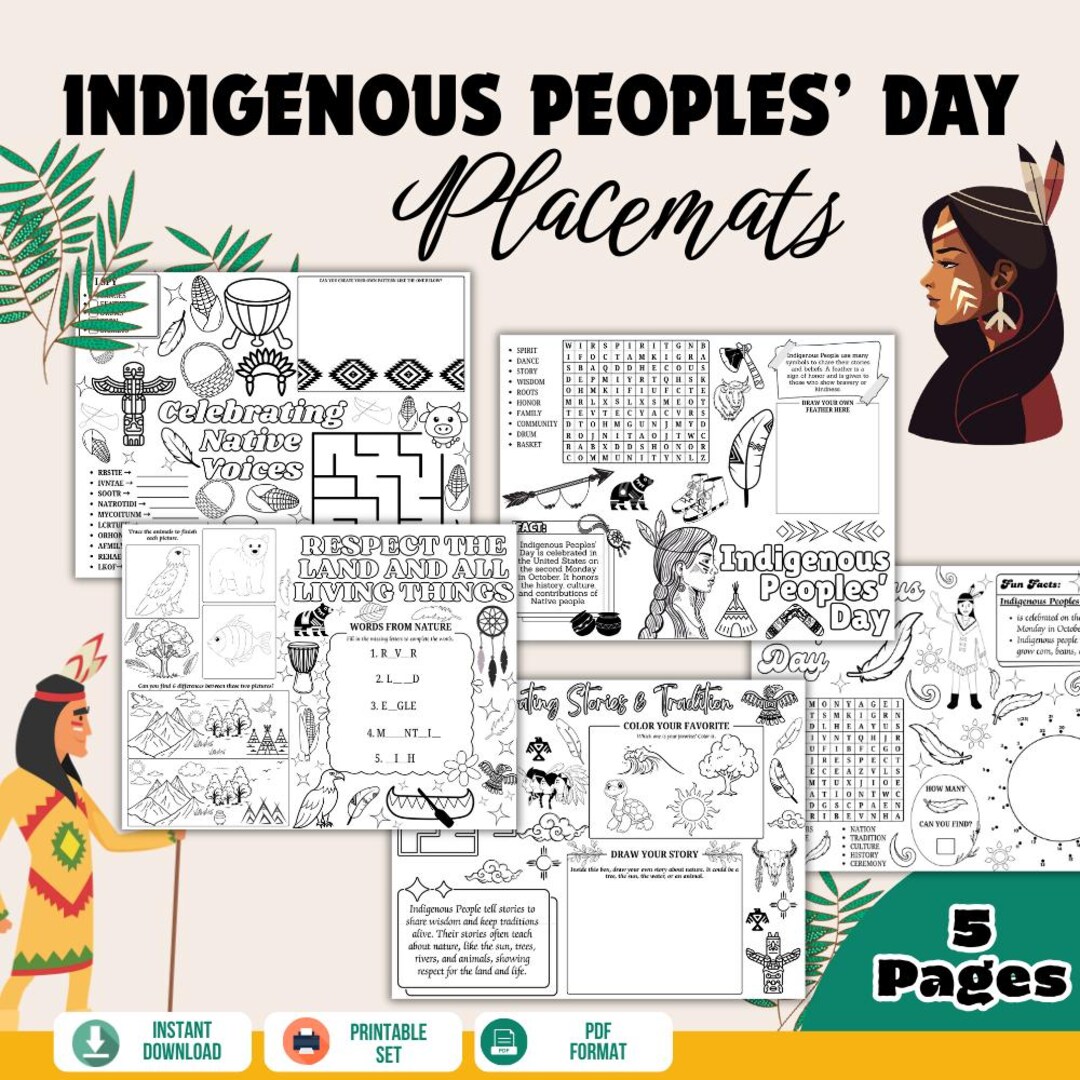 Indigenous Peoples Day Placemats – Printable Kids Activity Sheets ...