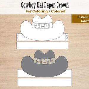 Cowboy Hat Paper Crown, Cowboy Coloring Craft for Kids, Cowgirl ...