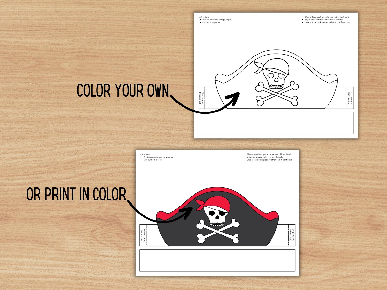 Pirate Hat Paper Crown Template, Printable Paper Crown, Pirate Party ...