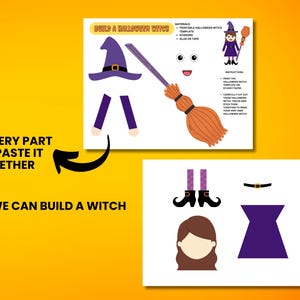 Build a Witch Printable, Halloween Witch Craft for Kids, Cut & Paste ...