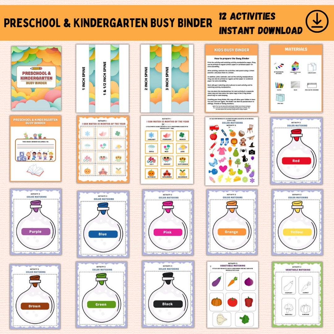 Preschool & Kindergarten Busy Book Binder, Preschool Activities ...